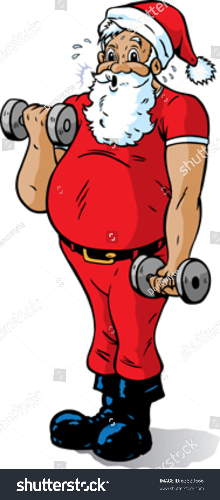 Santa Working Out Lifting Weights Getting Stock Vector (Royalty Free ...