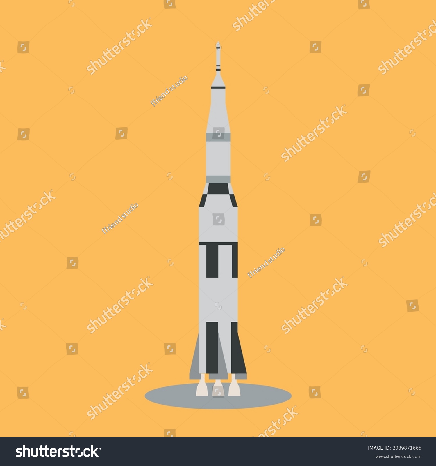 Saturn V Cartoon Flat Vector Illustration Stock Vector (Royalty Free ...