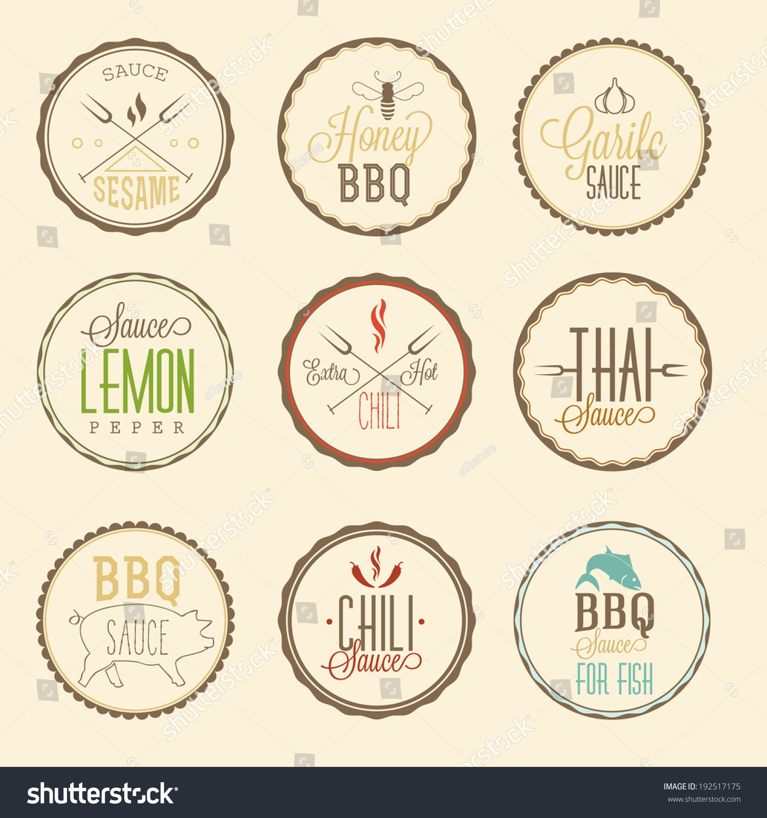 Sauce Labels Set Stock Vector (Royalty Free) 192517175 | Shutterstock