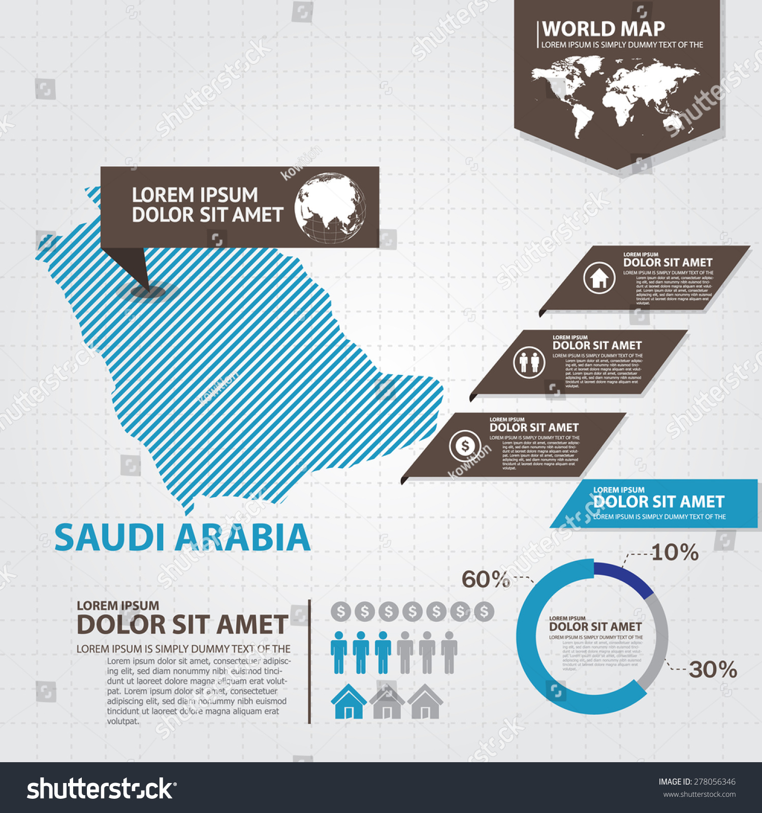 Saudi Arabia Map Infographic: vector de stock (libre de regalías ...