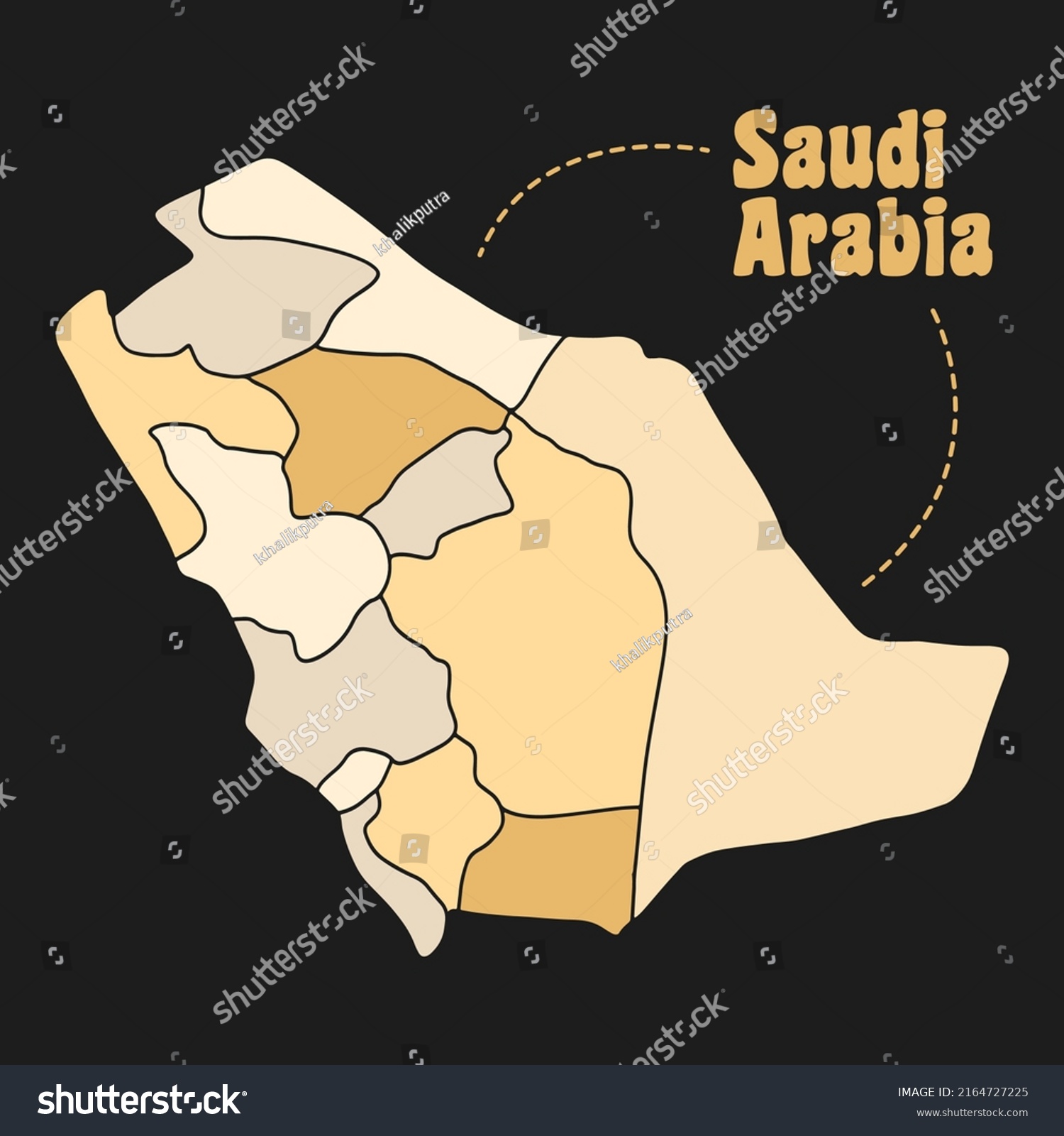 Saudi Arabia Regions Map Vector Stock Vector (Royalty Free) 2164727225 ...