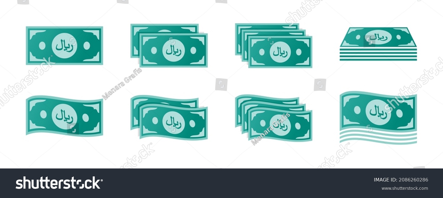 Saudi Riyal Banknote Icon Set Stock Vector (Royalty Free) 2086260286