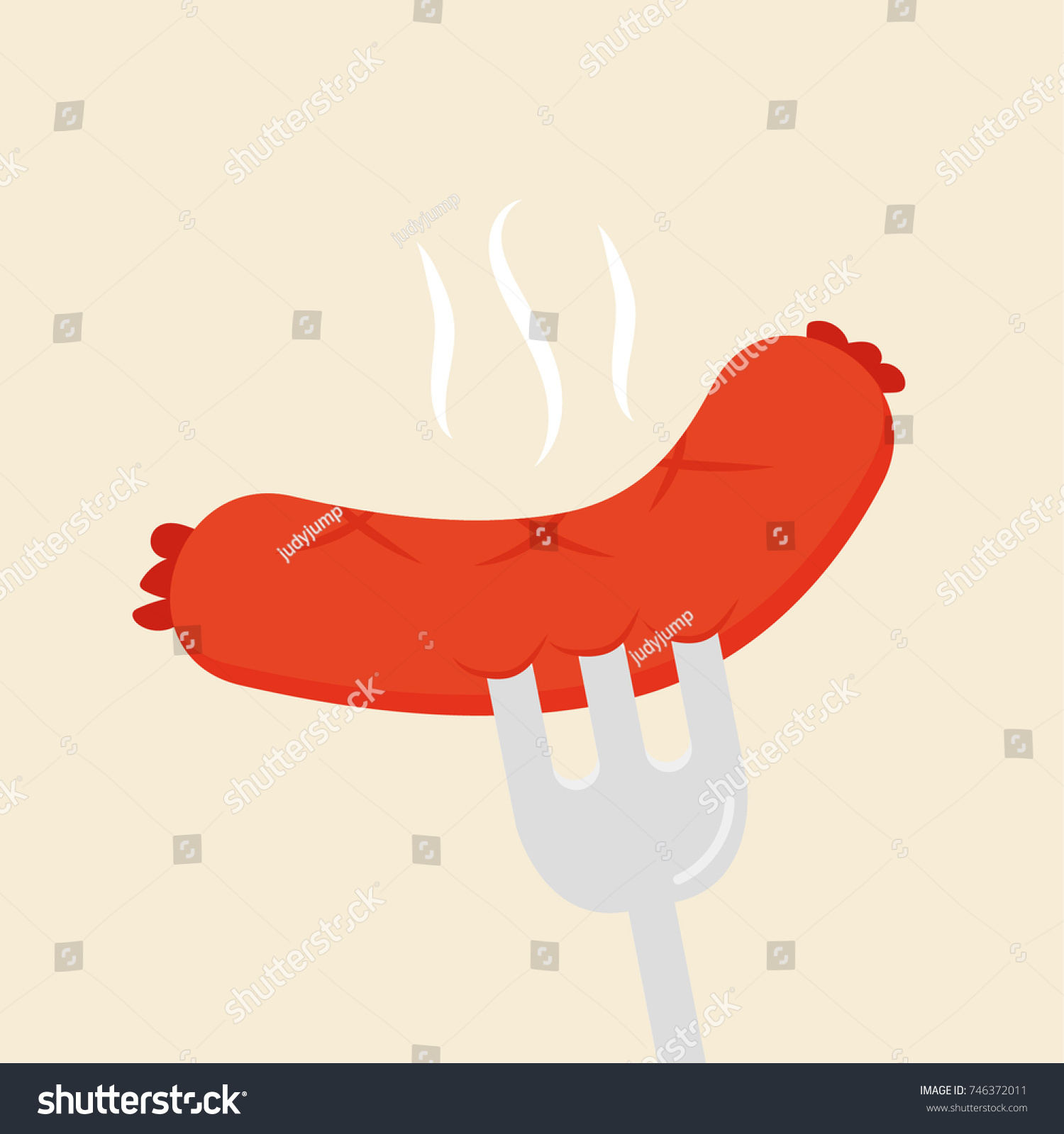 Sausage Cartoon Vector Free Space Text 스톡 벡터(로열티 프리) 746372011 ...