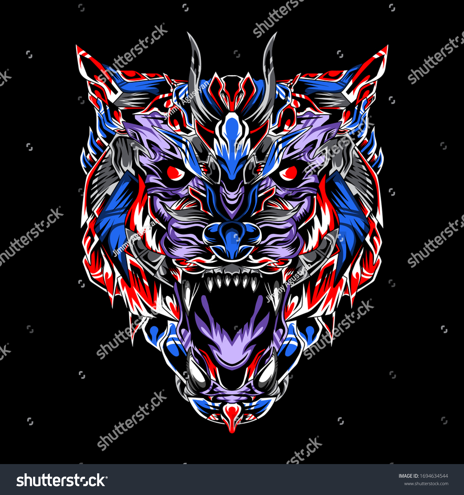 Savage Wolf Warrior Vector Illustration Stock Vector (Royalty Free ...