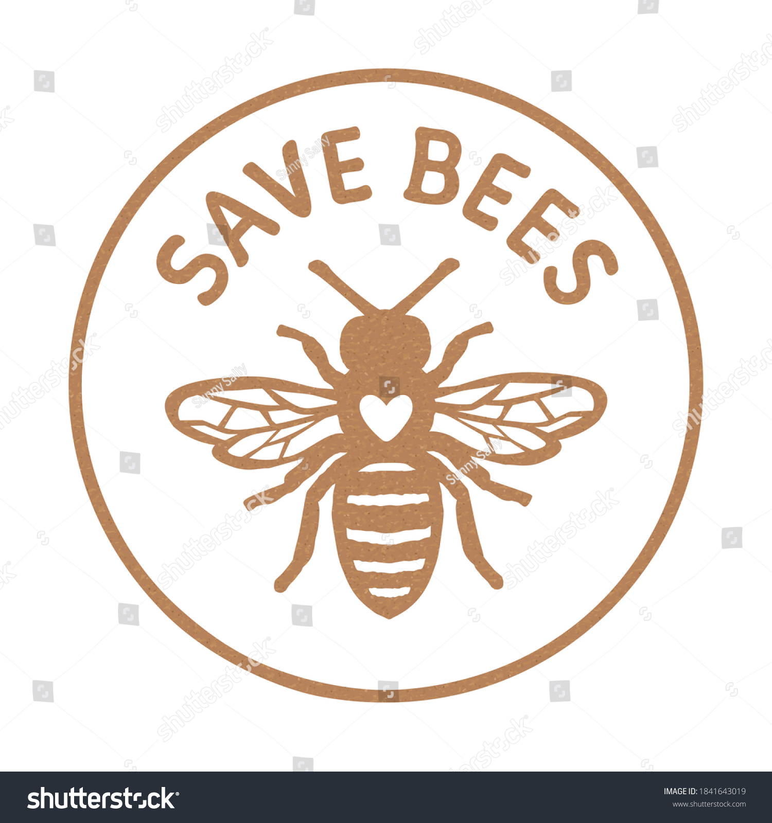 Save Bees Design Text Stock Vector (Royalty Free) 1841643019