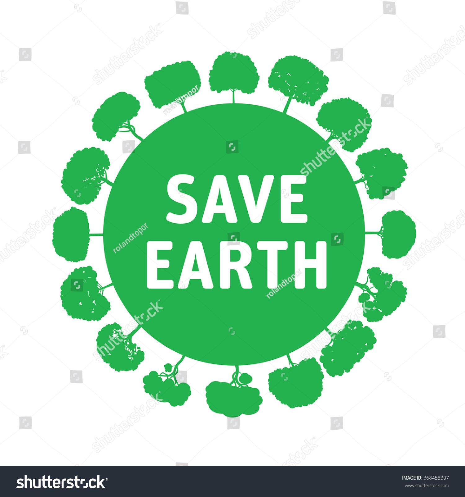 Save Earth Green Trees Vector Illustration 스톡 벡터(로열티 프리) 368458307 ...