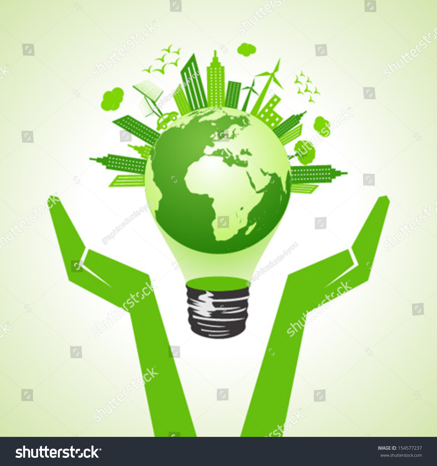 Save Eco Earth Hands Vector Illustration: เวกเตอร์สต็อก (ปลอดค่า ...