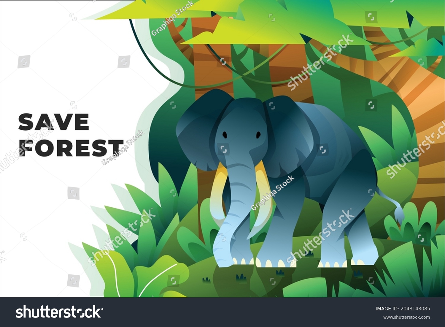 Save Forest V2 Vector Illustration Stock Vector (Royalty Free ...