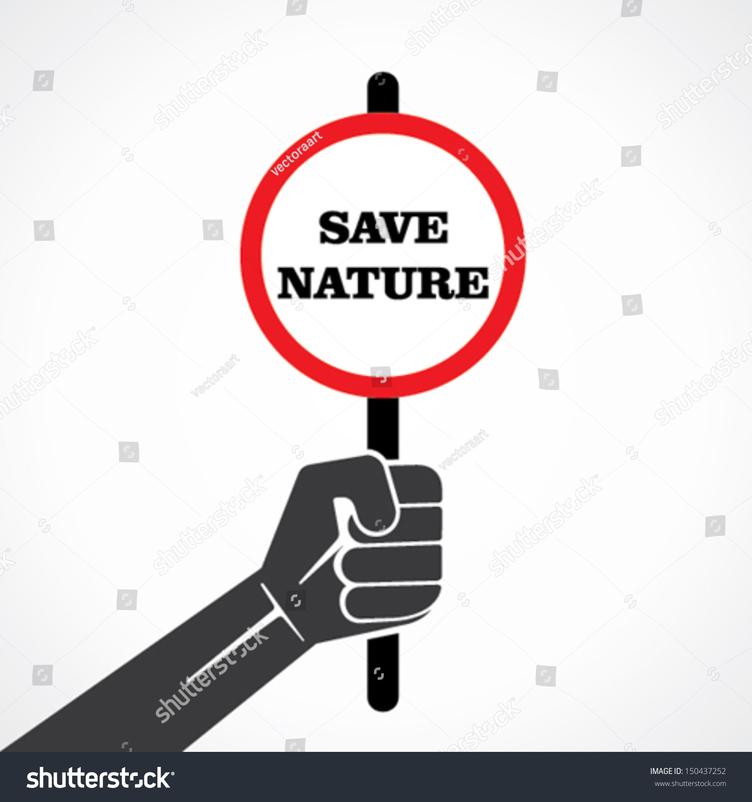 Save Nature Placard Holding Hand Concept Stock Vector (Royalty Free ...