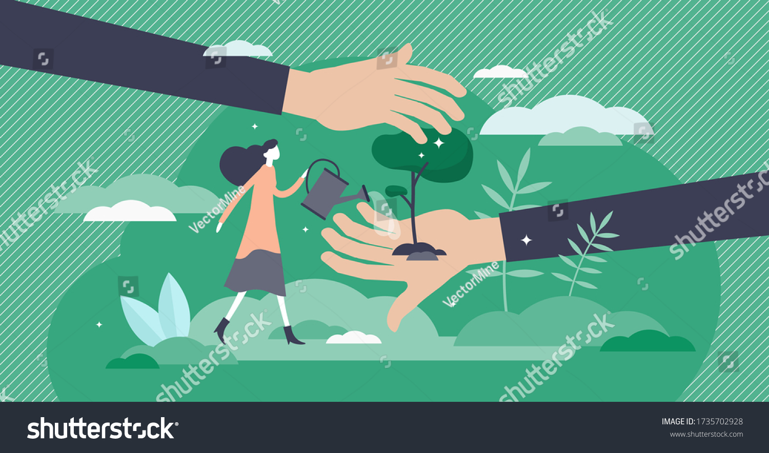 Save Planet Vector Illustration Tree Planting Stock Vector (Royalty ...