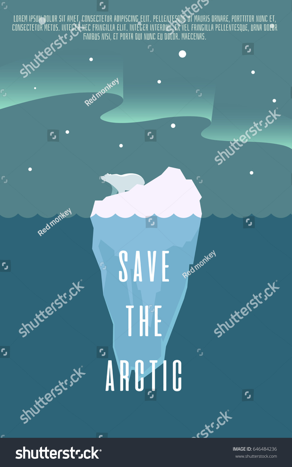 Save Arctic Vector Retro Poster Stock Vector (Royalty Free) 646484236