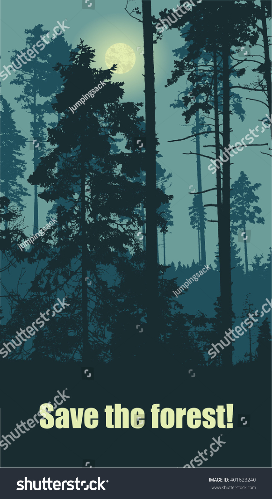 Save Forest Poster Design Vector Illustration Stock Vector (Royalty ...