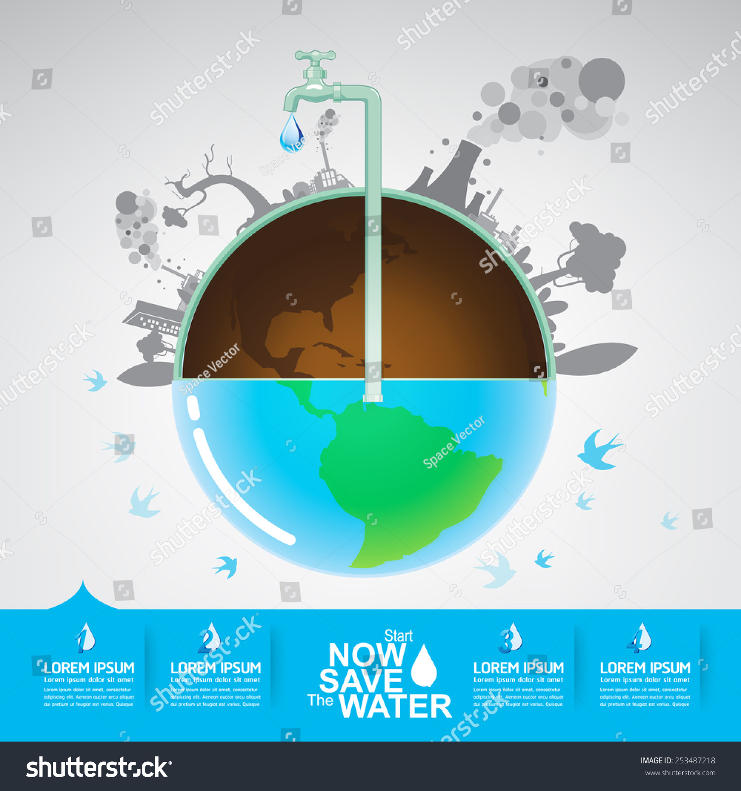Save Water Concept Vector Stock Vector (Royalty Free) 253487218 ...