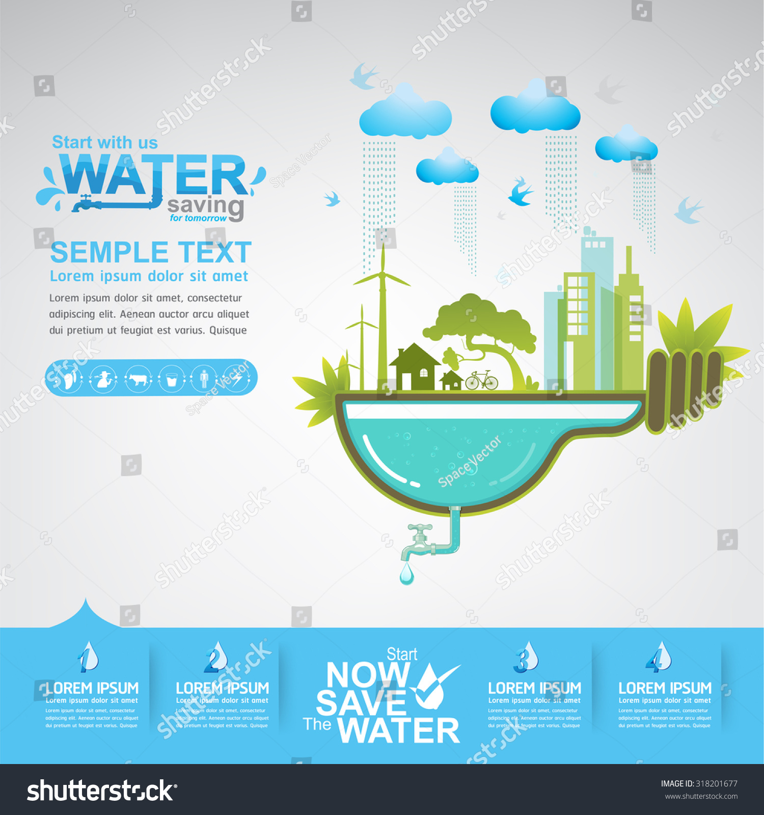 Save Water Vector Stock Vector 318201677 - Shutterstock