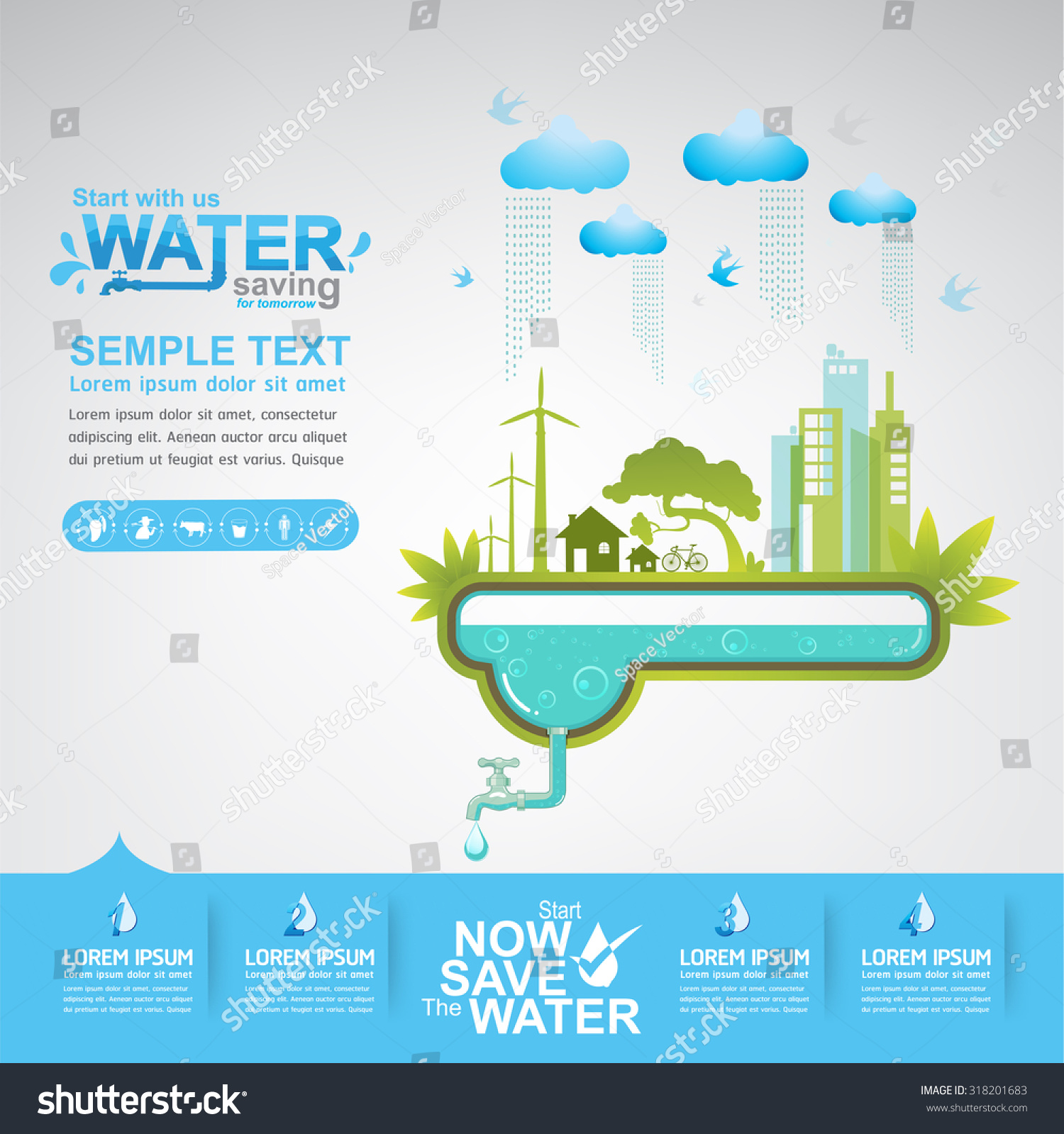 Vektor Stok Save Water Vector (Tanpa Royalti) 318201683 | Shutterstock