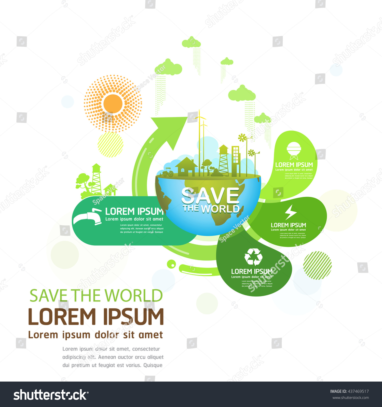 Save World Vector Concept Leaf Live Stock Vector (Royalty Free ...