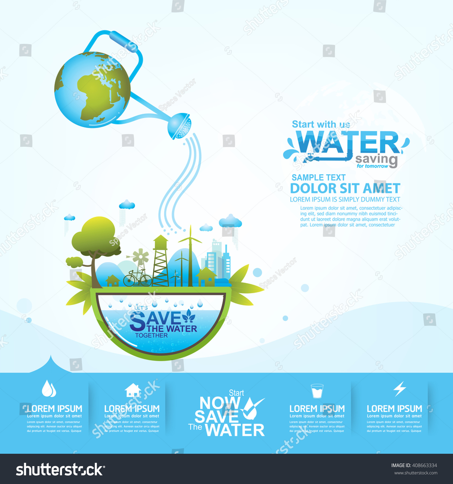 Save Water Concept Ecology Vector Stock Vector (Royalty Free) 408663334