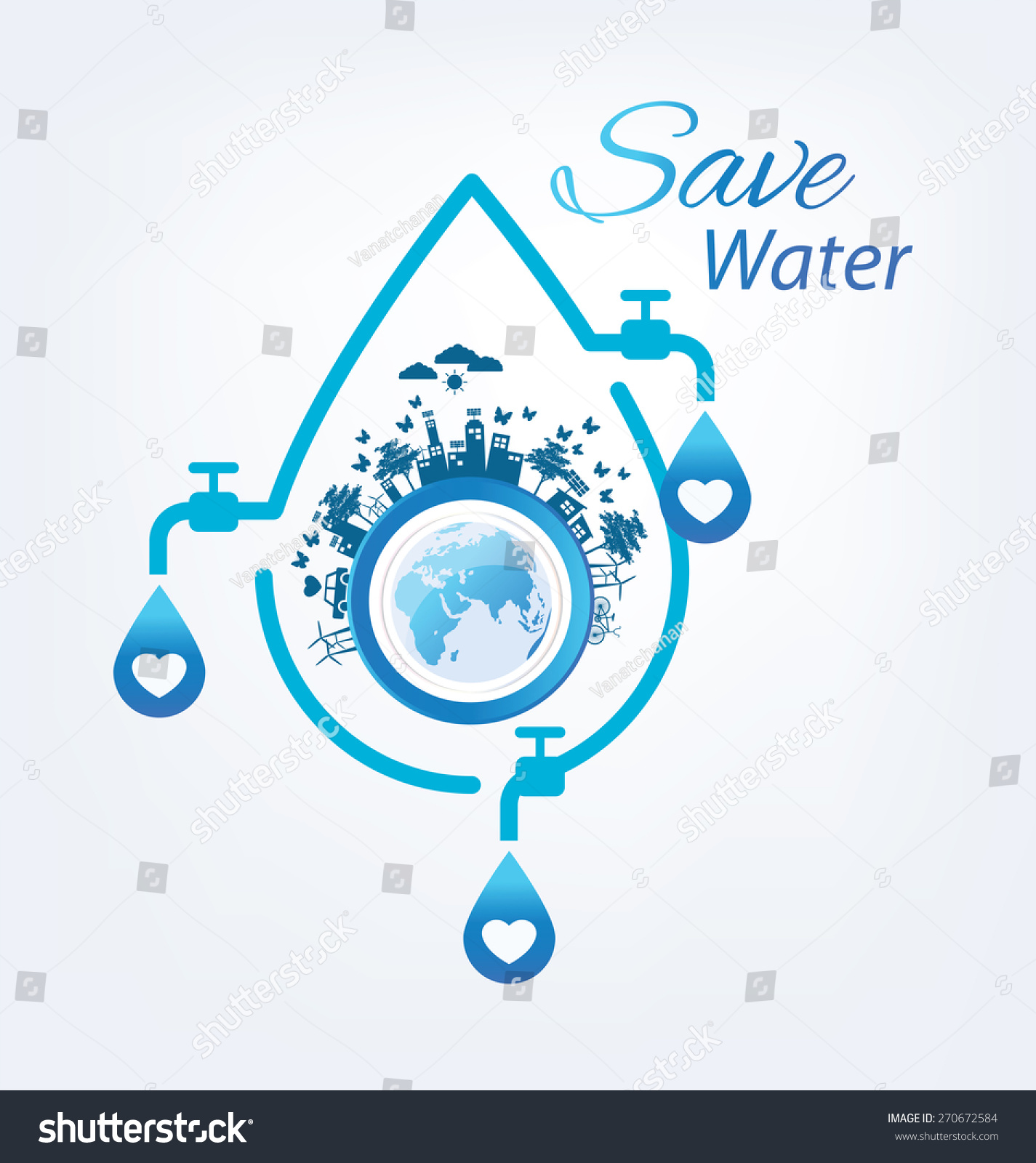 Save Water Concept Vector Illustration Stock Vector 270672584 ...