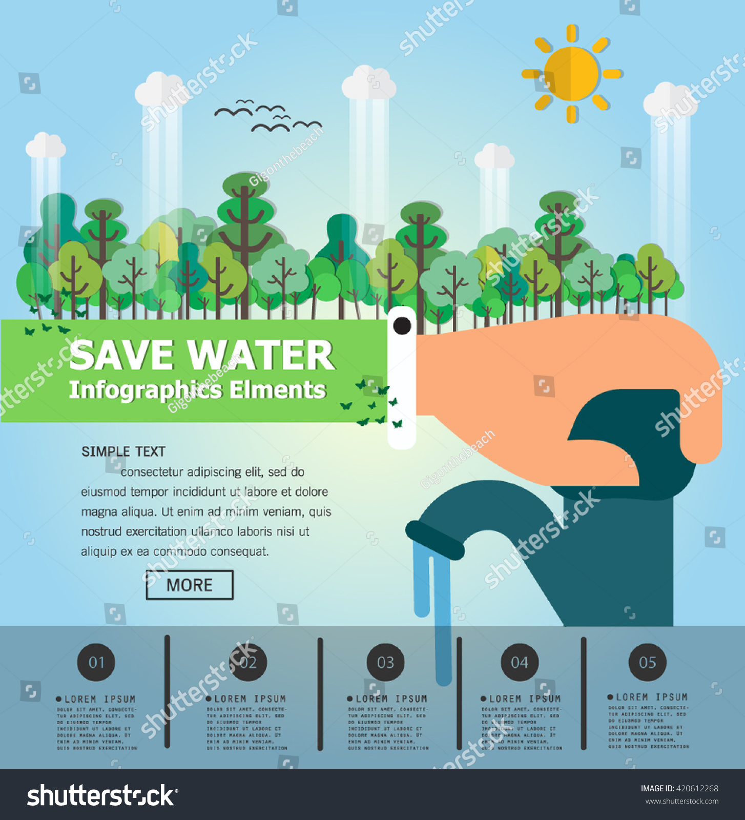 Save Water Infographics Vector Illustration Stock Vector (Royalty Free ...