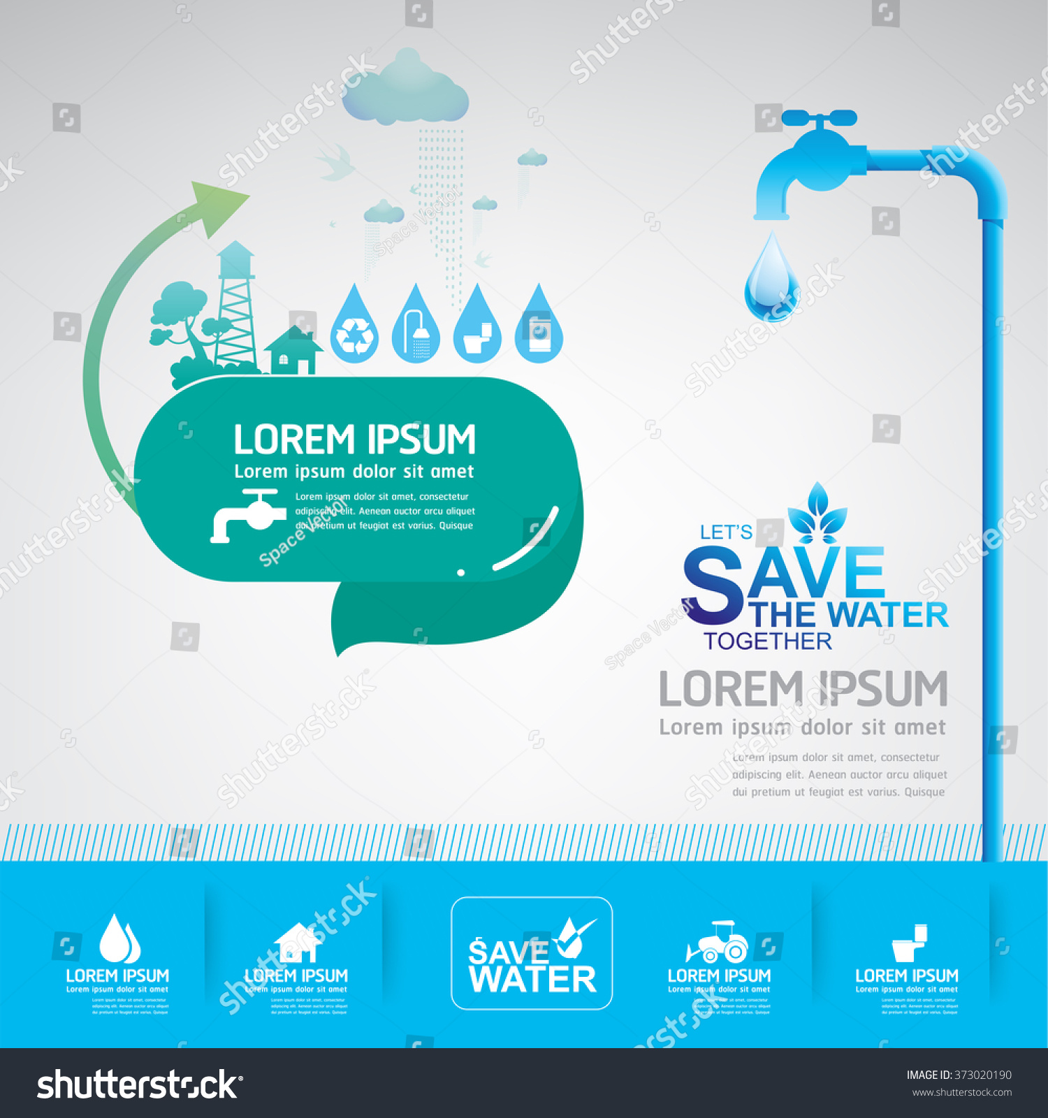 Save Water Vector Concept Ecology Stock Vector 373020190 - Shutterstock