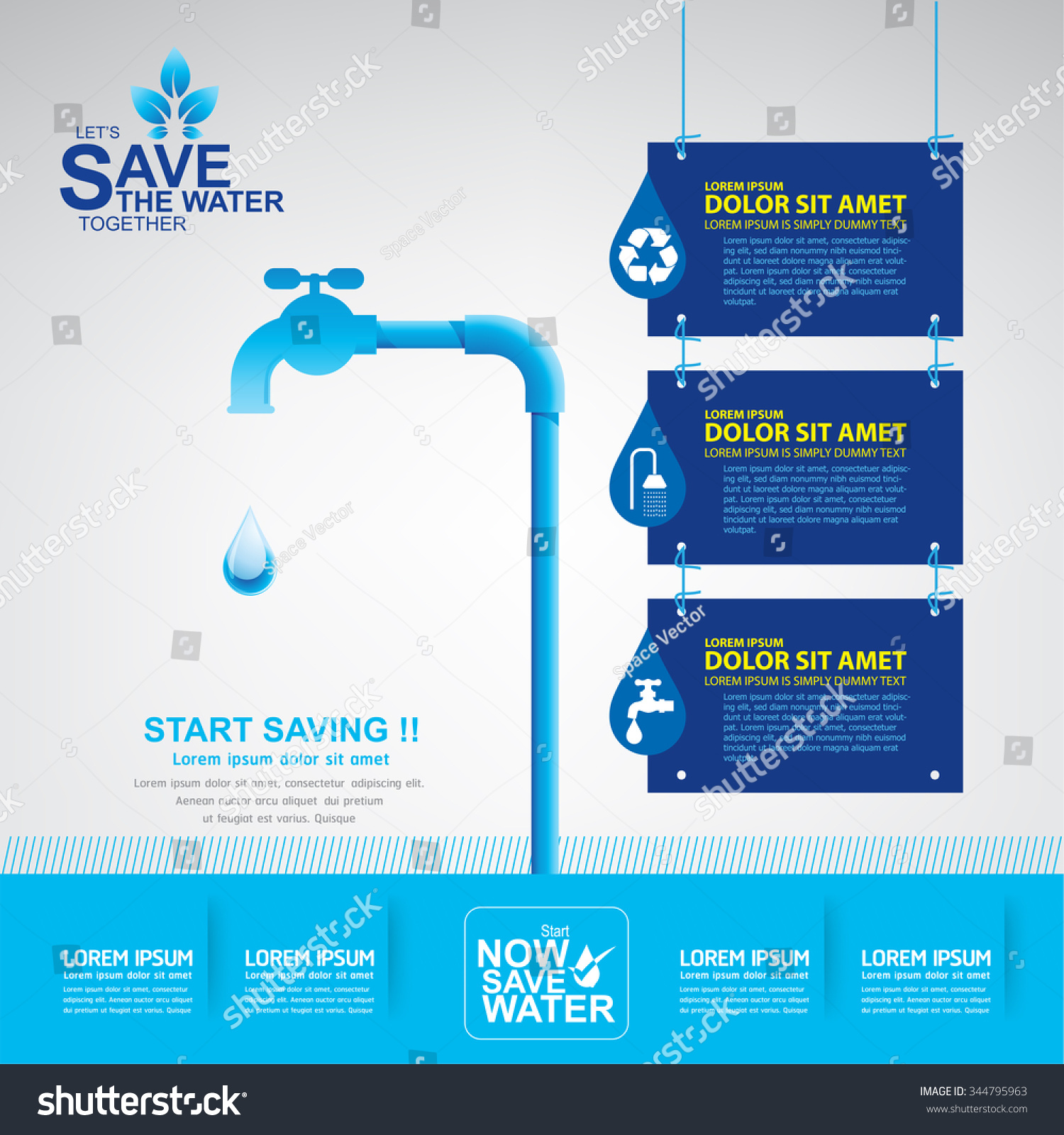 Save Water Vector Concept Ecology Template: เวกเตอร์สต็อก (ปลอดค่า ...