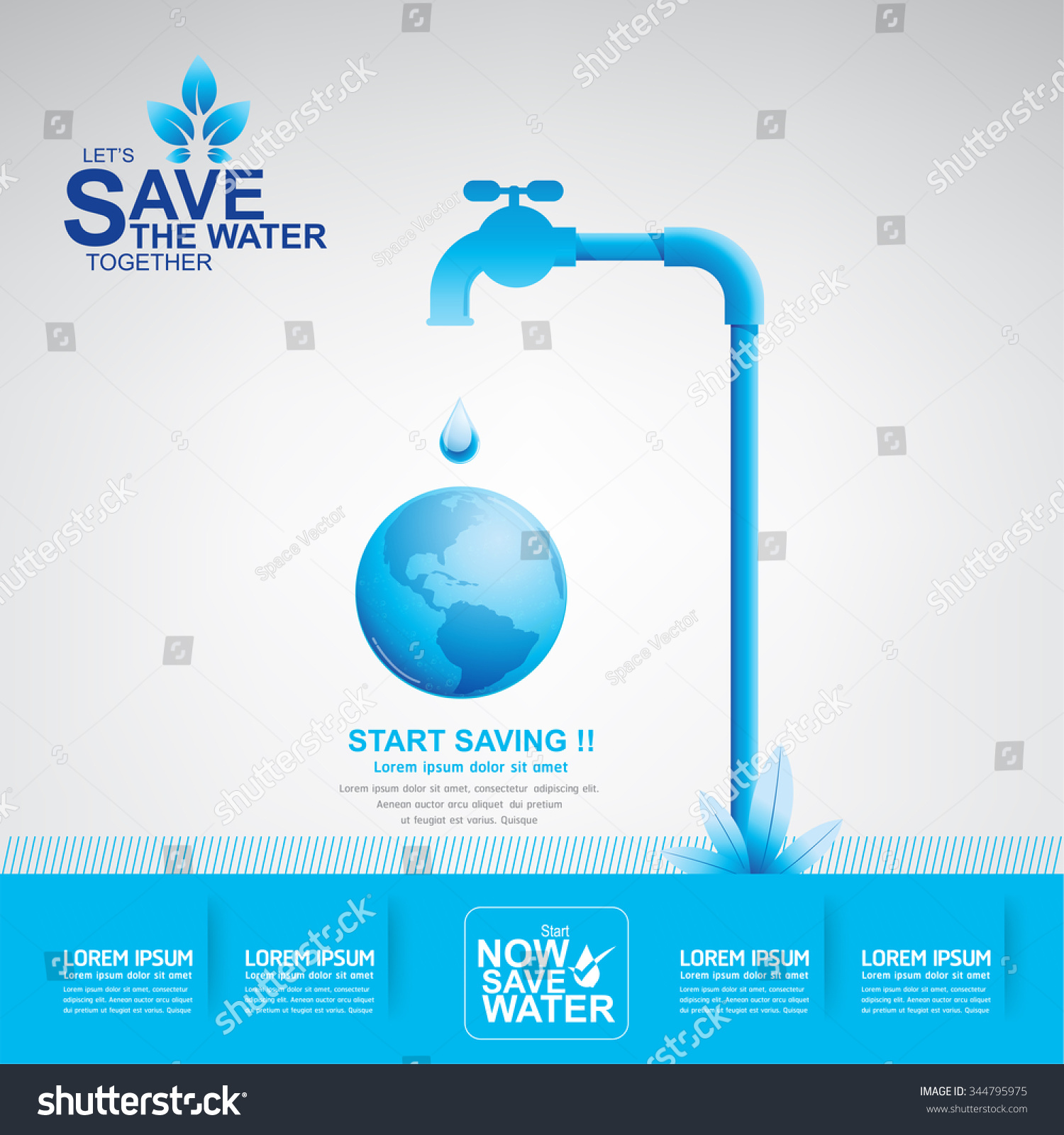 Save Water Vector Concept Ecology Template Stock Vector (Royalty Free ...