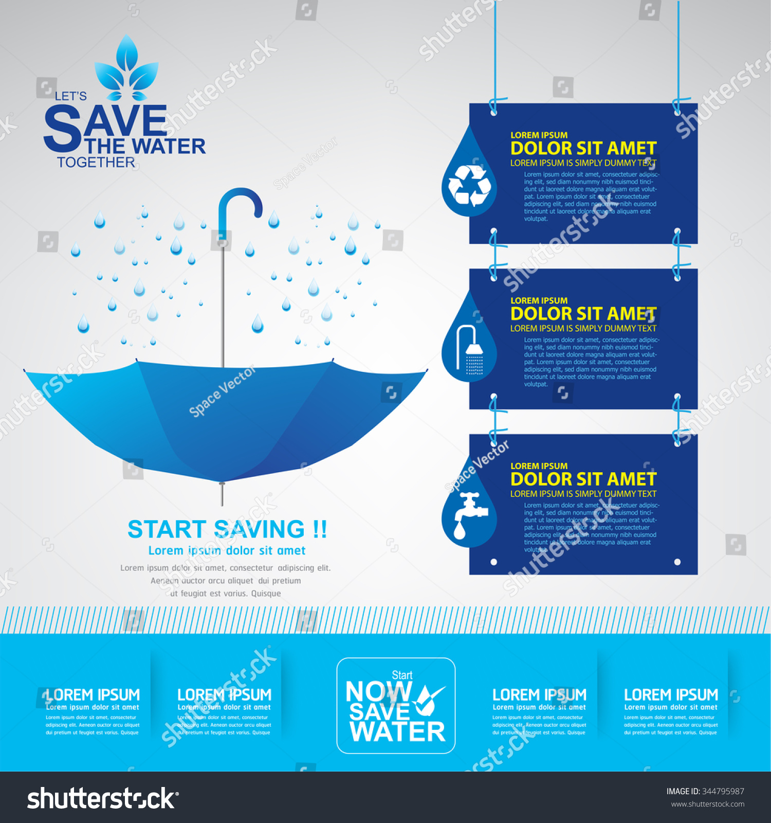 Save Water Vector Concept Ecology Template : image vectorielle de stock ...