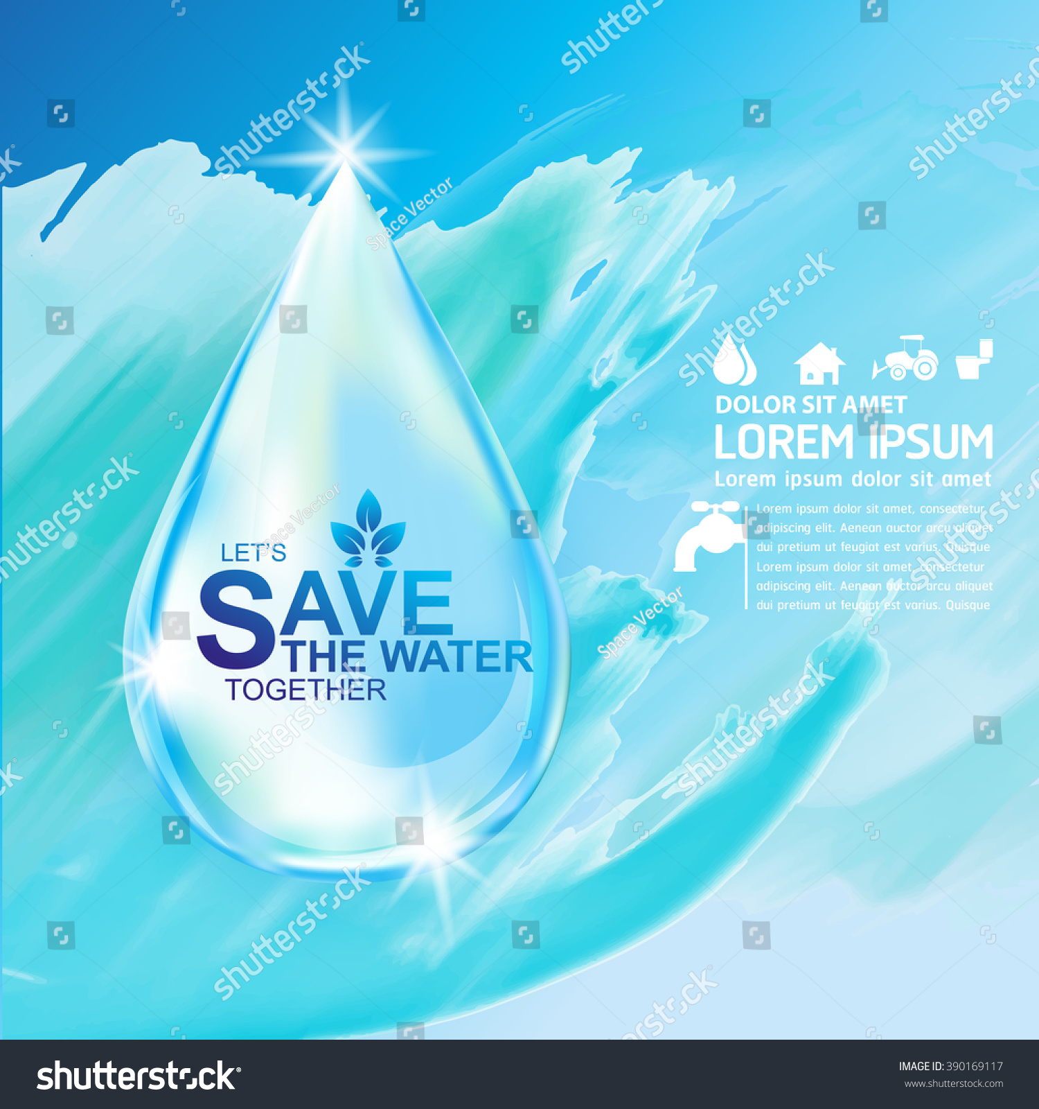 Save Water Vector Concept Lets Save: vector de stock (libre de regalías ...