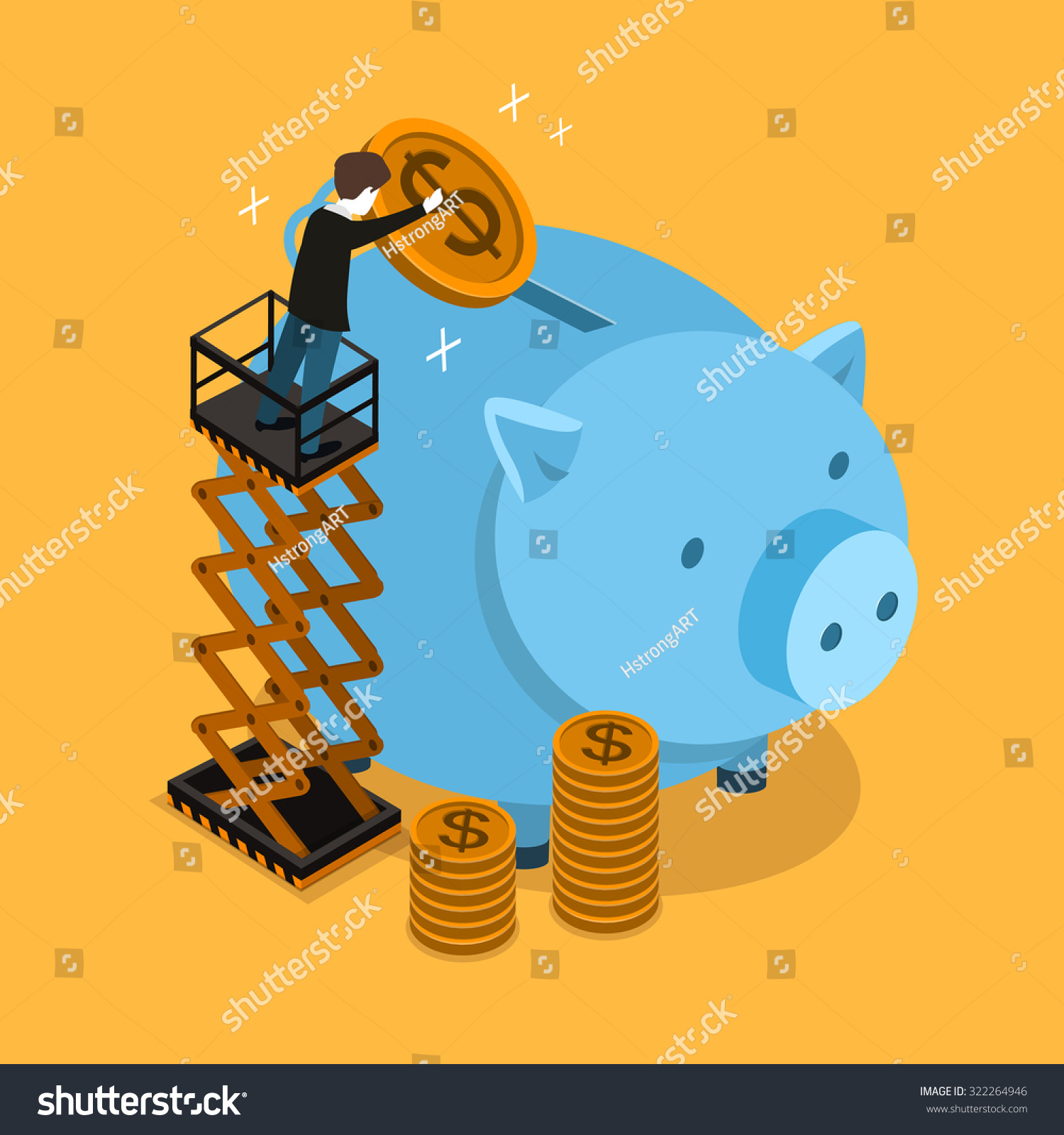 Saving Money Concept 3d Isometric Flat Stock Vector (Royalty Free ...