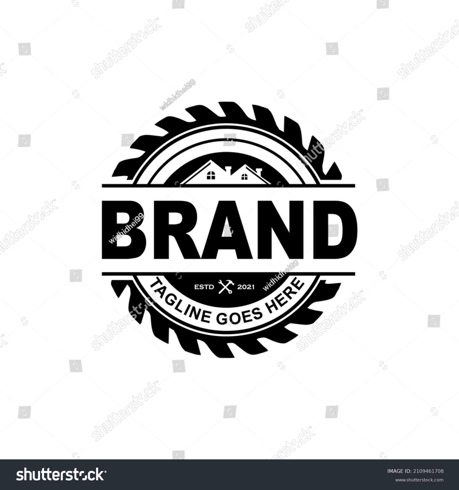Saw Blade Logo Design Concept Stock Vector (Royalty Free) 2109461708 ...