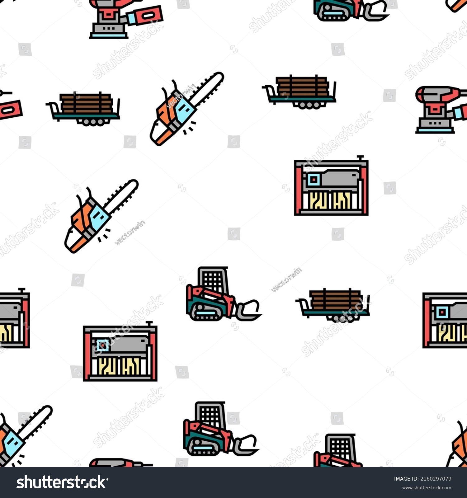 Sawmill Cut Service Vector Seamless Pattern Stock Vector (Royalty Free ...