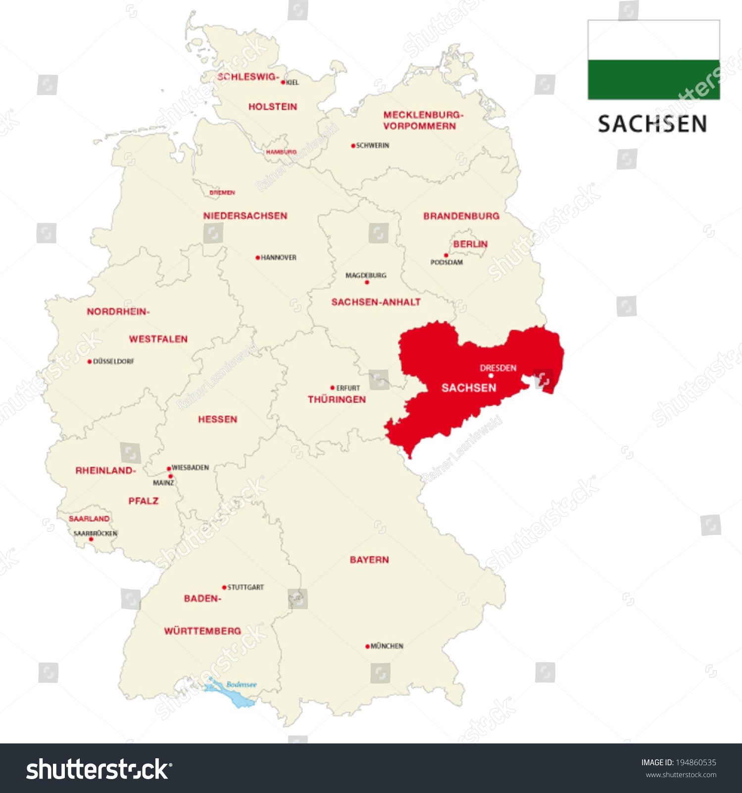 Saxony Map Flag Stock Vector (Royalty Free) 194860535 | Shutterstock