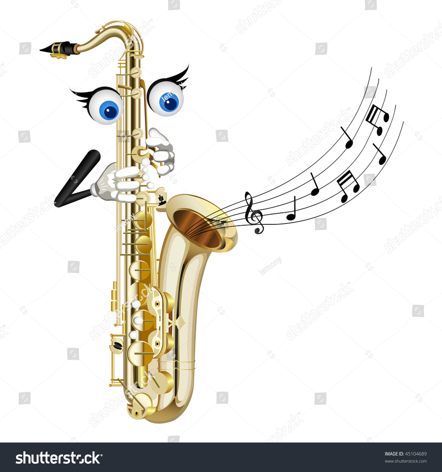 Saxophone Cartoon Stock Vector 45104689 - Shutterstock