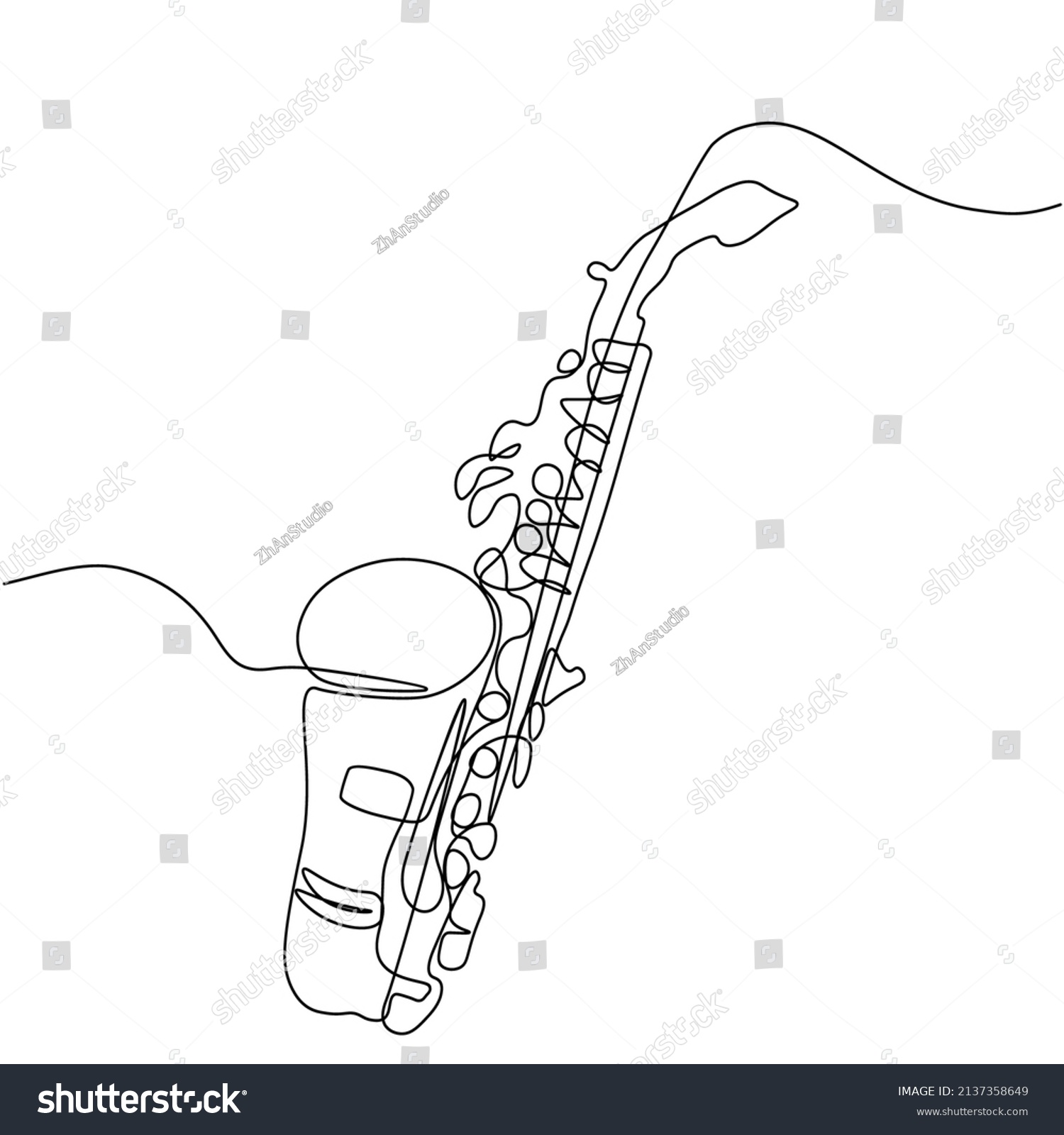 Saxophone Continuous Line Vector Illustration Stock Vector (Royalty ...