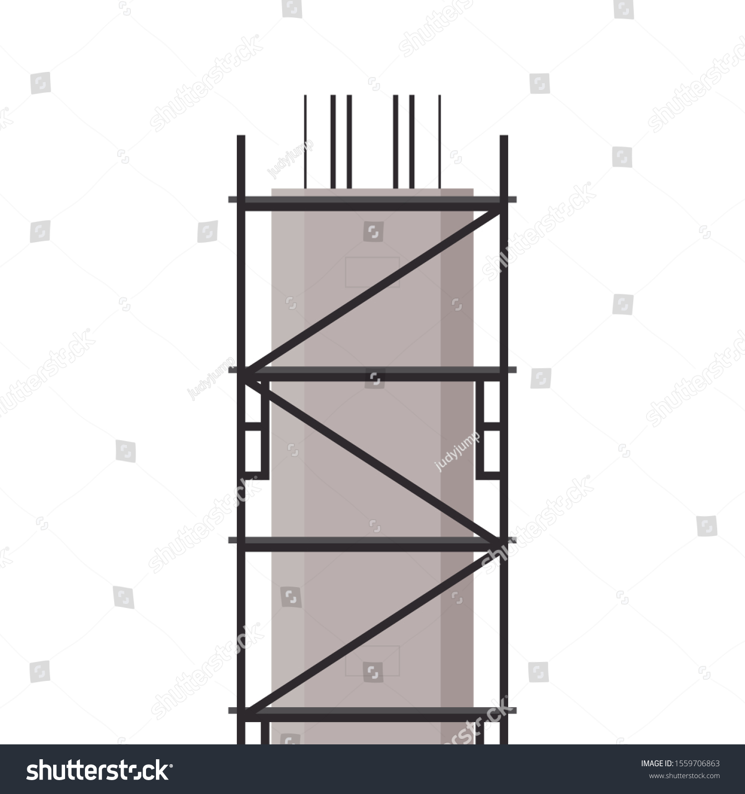Scaffolding Vector Bridge Pillar Construction Bridge: เวกเตอร์สต็อก ...