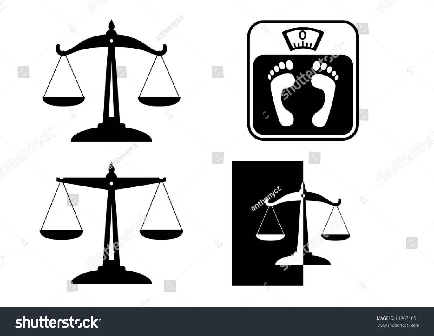 Scale Icons Stock Vector Illustration 119671051 : Shutterstock