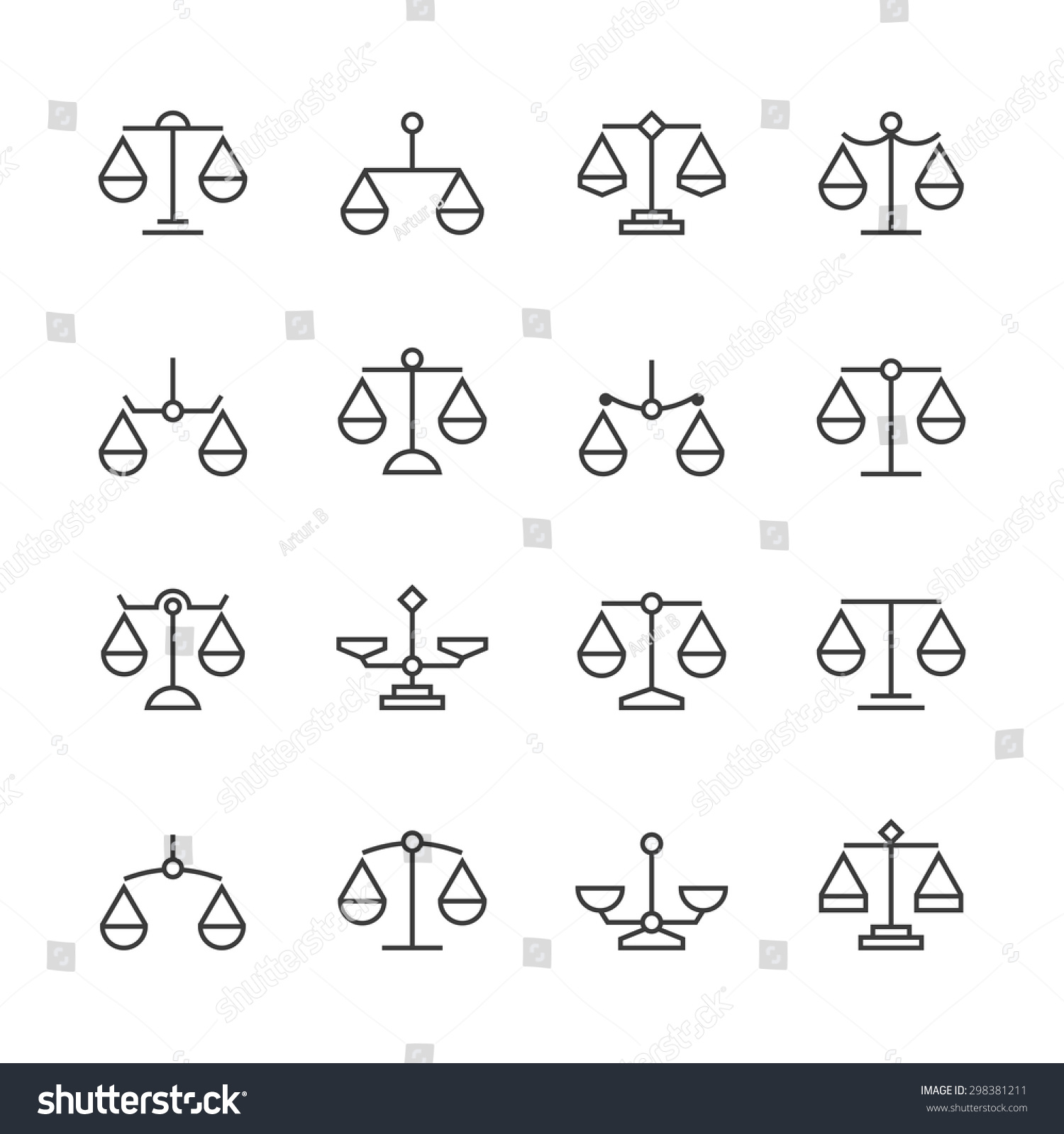 Scale Icons Set Stock Vector 298381211 - Shutterstock