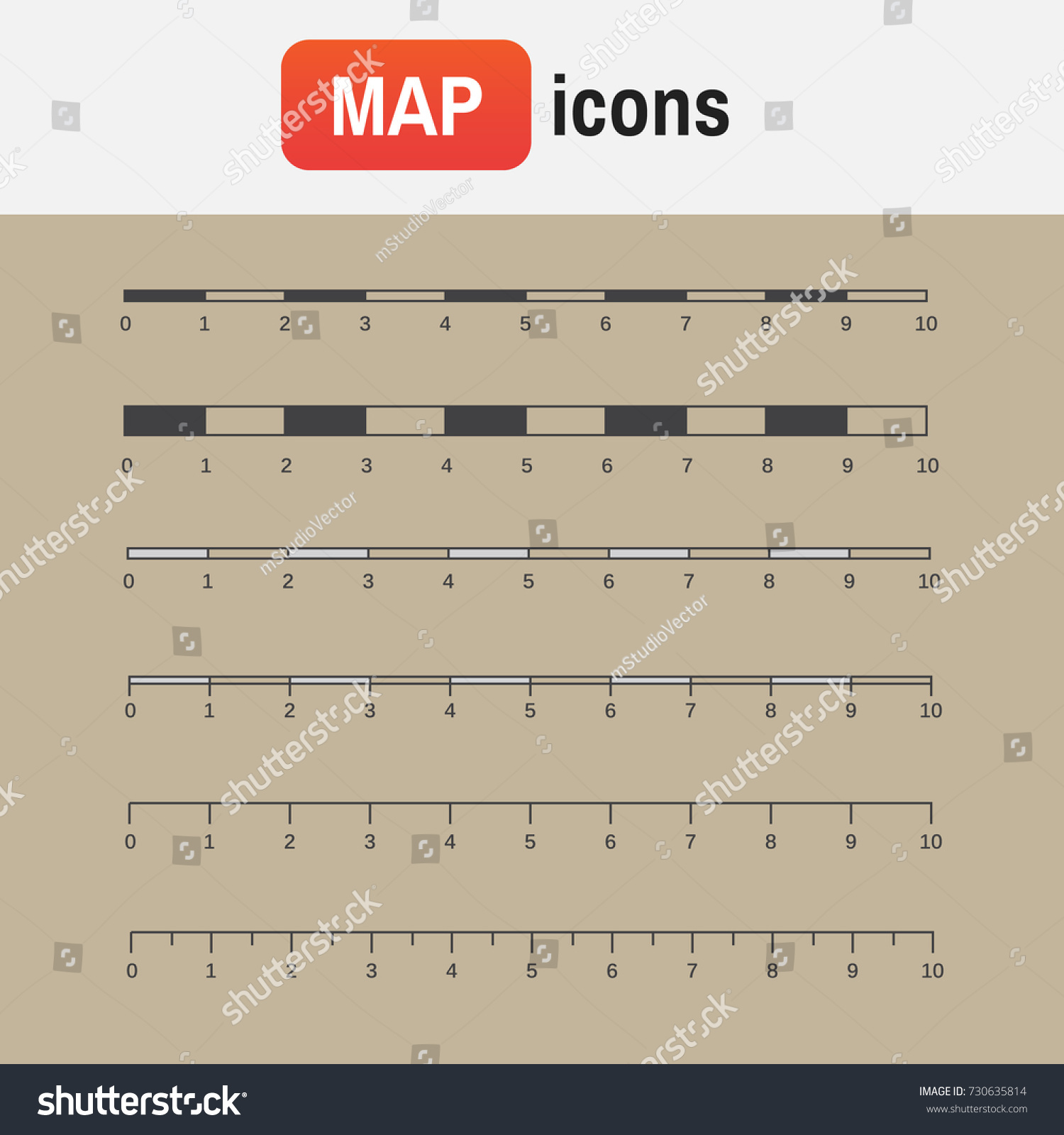 Scale Measure Map Vector Map Scales Stock Vector (Royalty Free) 730635814