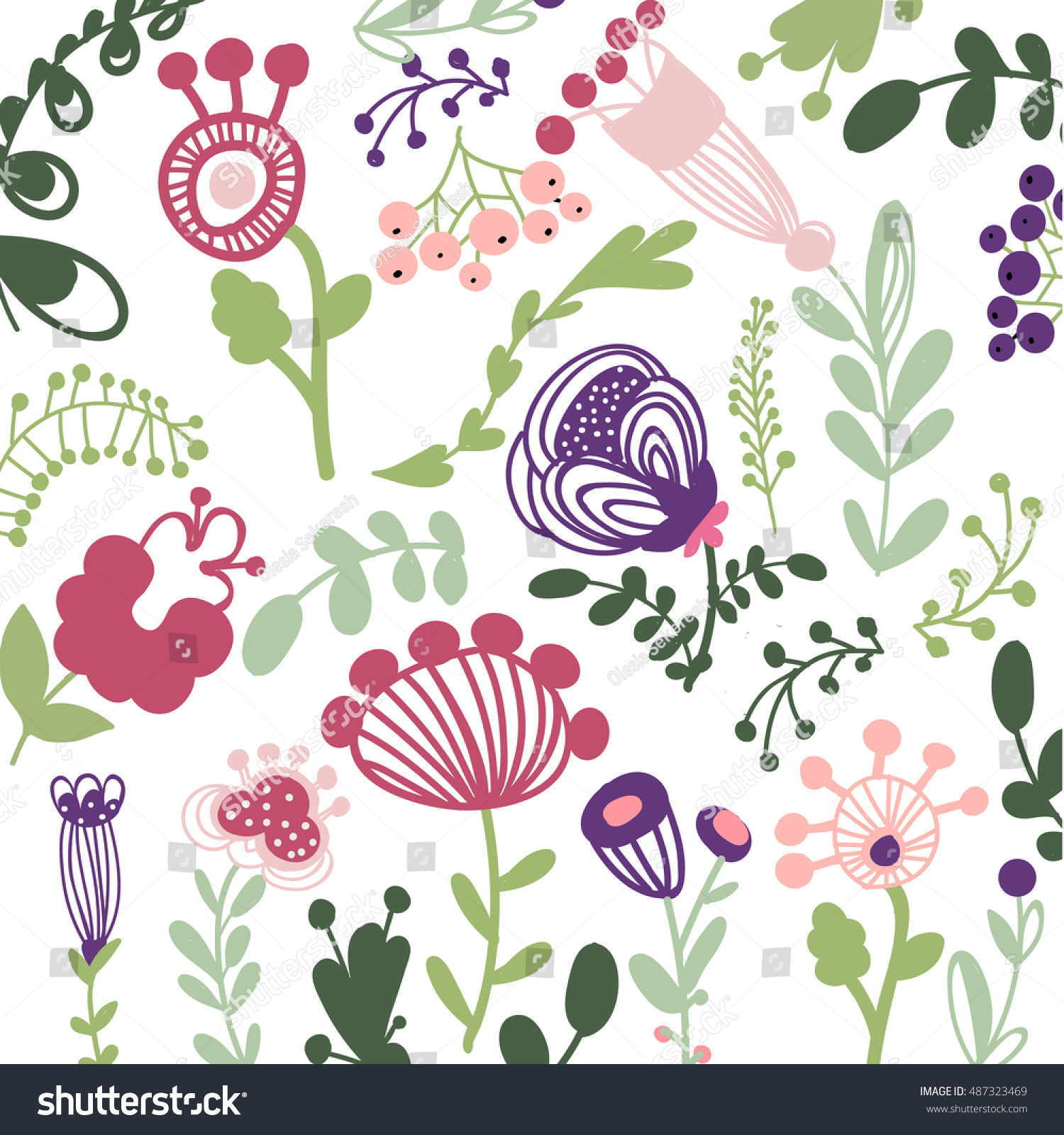 Scandinavian Flower Stock Vector (Royalty Free) 487323469 | Shutterstock