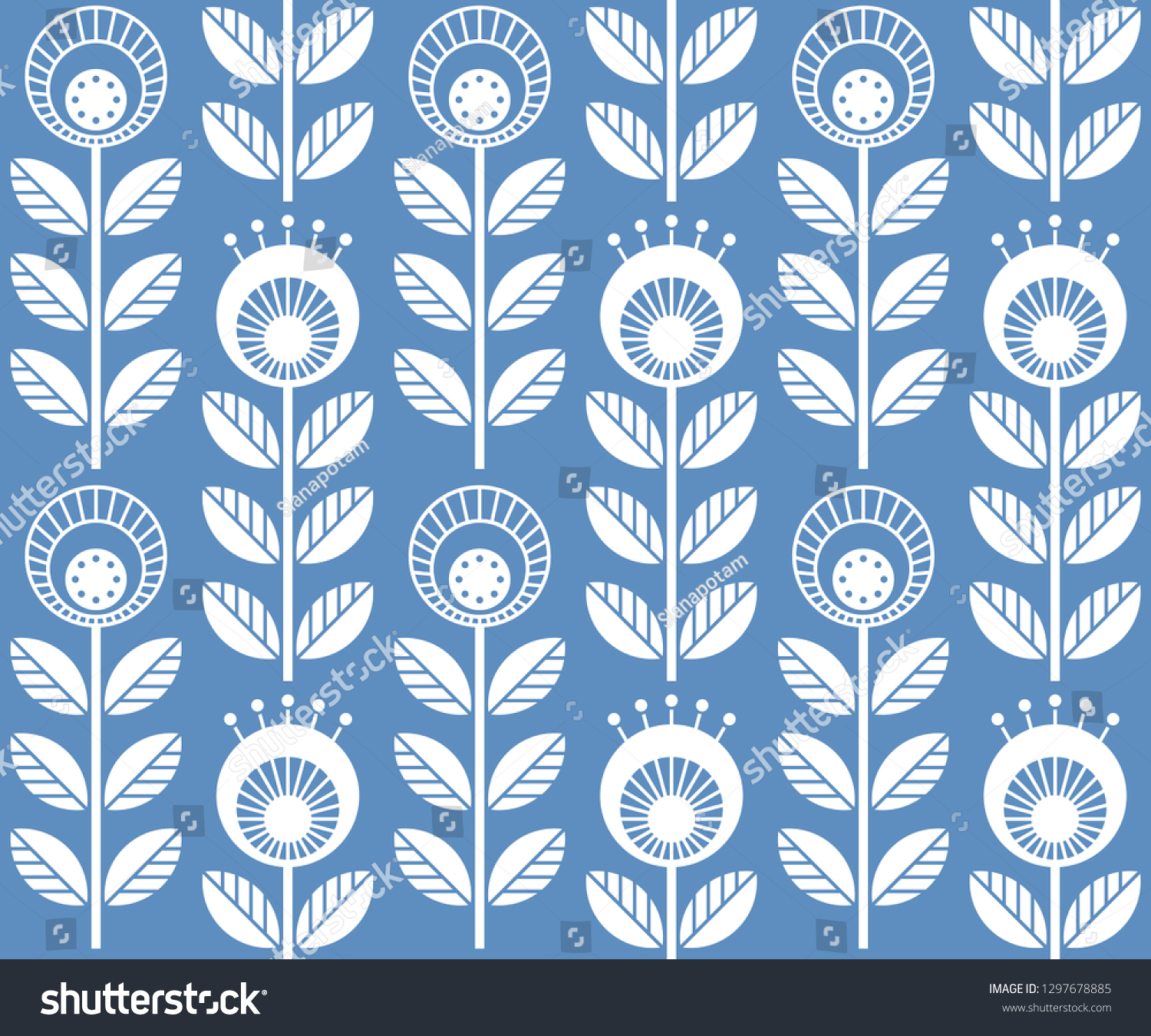 Scandinavian Folk Style Flowers Seamless Floral: vetor stock (livre de ... Scandinavian Folk Style Flowers Seamless Floral: vetor stock (livre de ...