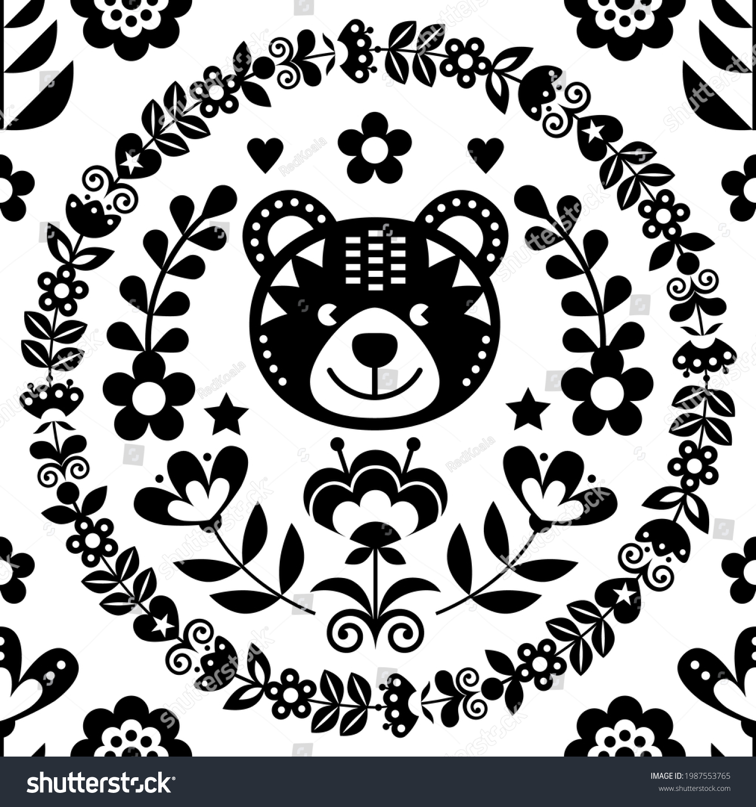 Scandinavian Seamless Vector Folk Art Pattern Stock Vector (Royalty ... Scandinavian Seamless Vector Folk Art Pattern Stock Vector (Royalty ...