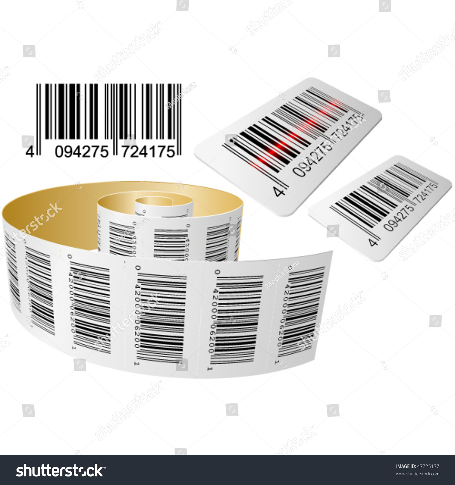 Scanning Bar Code Roll Isolated On Stock Vector (Royalty Free) 47725177 ...