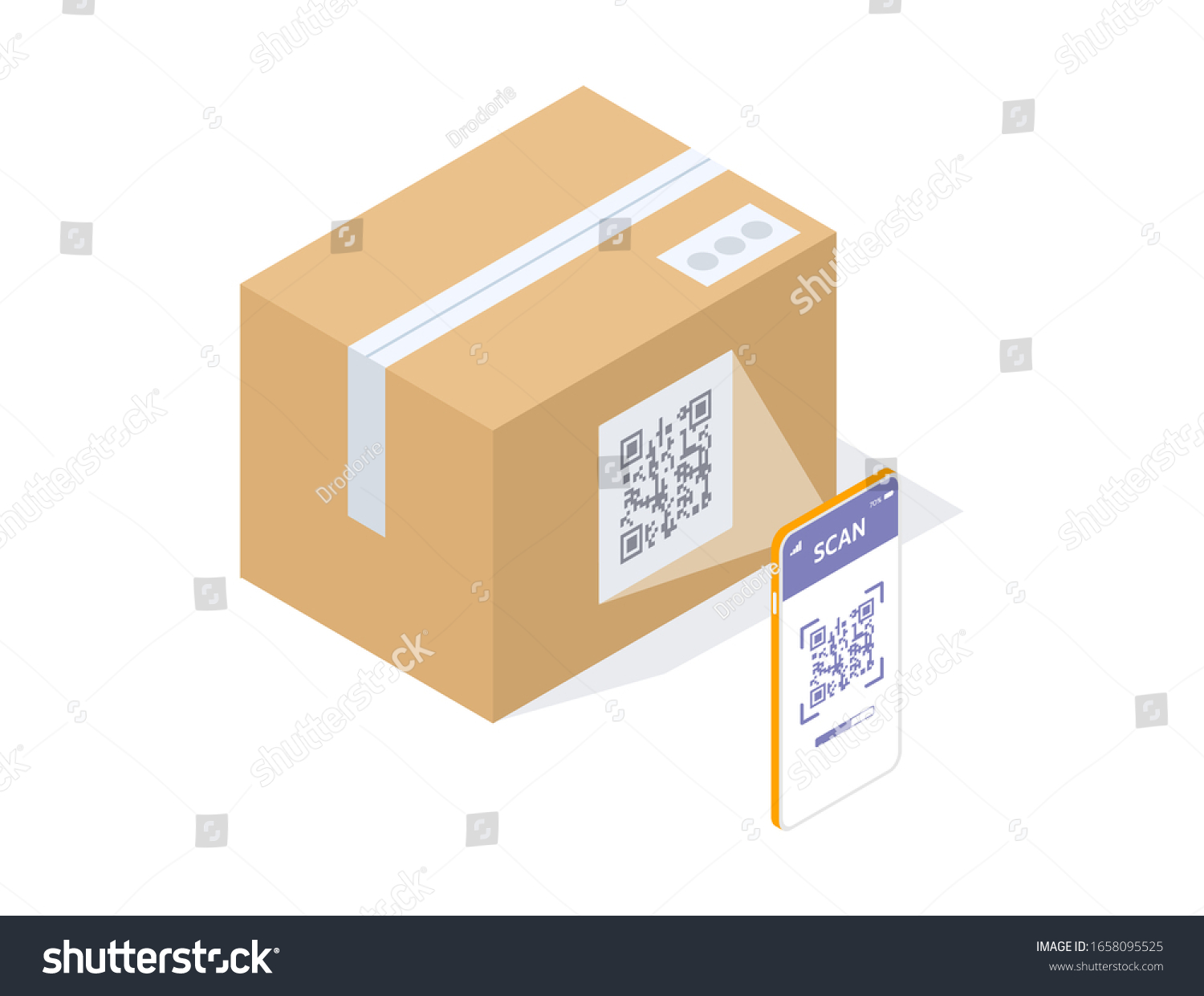 Scanning Qr Code On Mail Package Stock Vector (Royalty Free) 1658095525