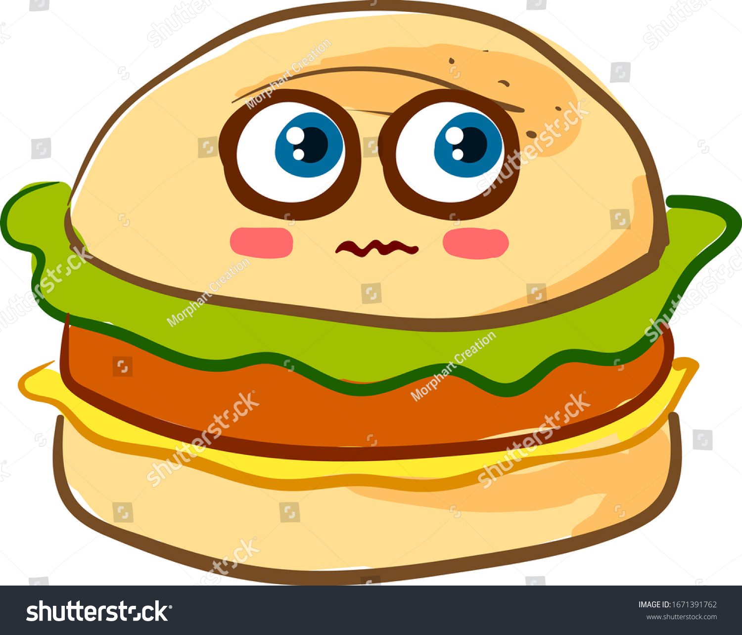 Scared Burger Illustration Vector On White Stock Vector (Royalty Free ...