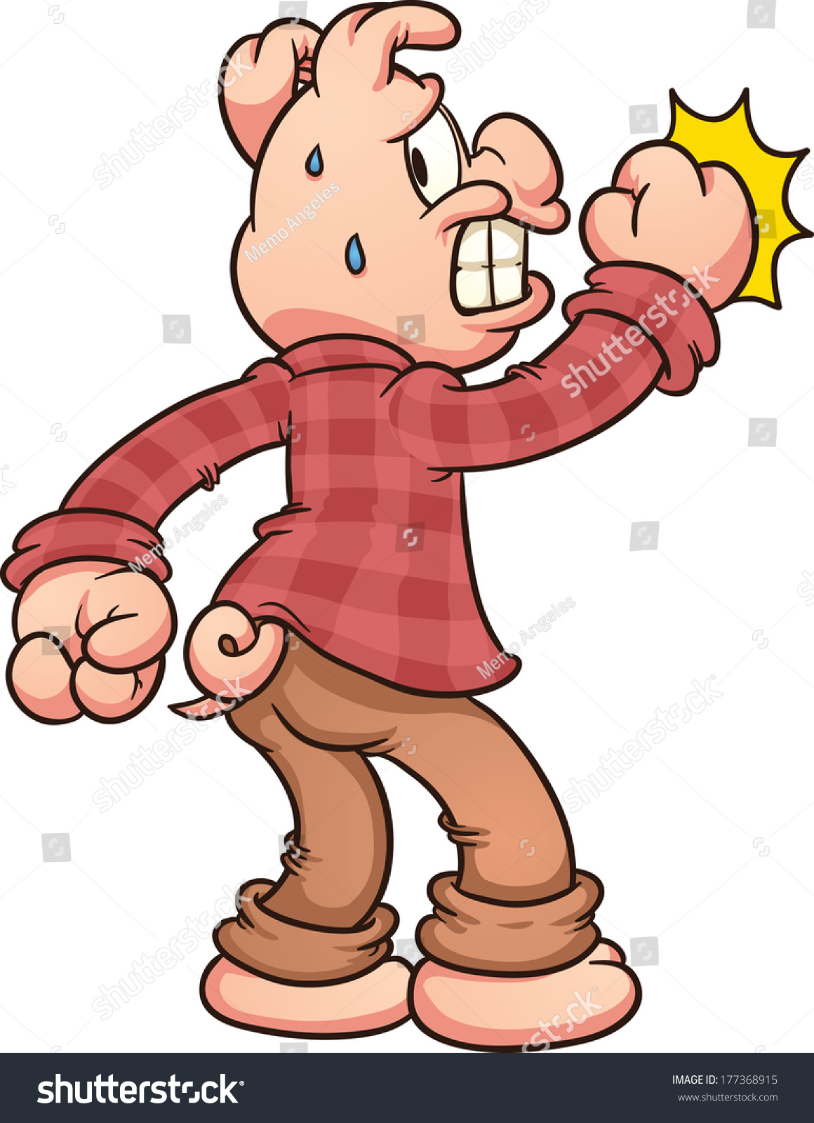 Vektor Stok Scared Cartoon Pig Knocking Vector (Tanpa Royalti ...