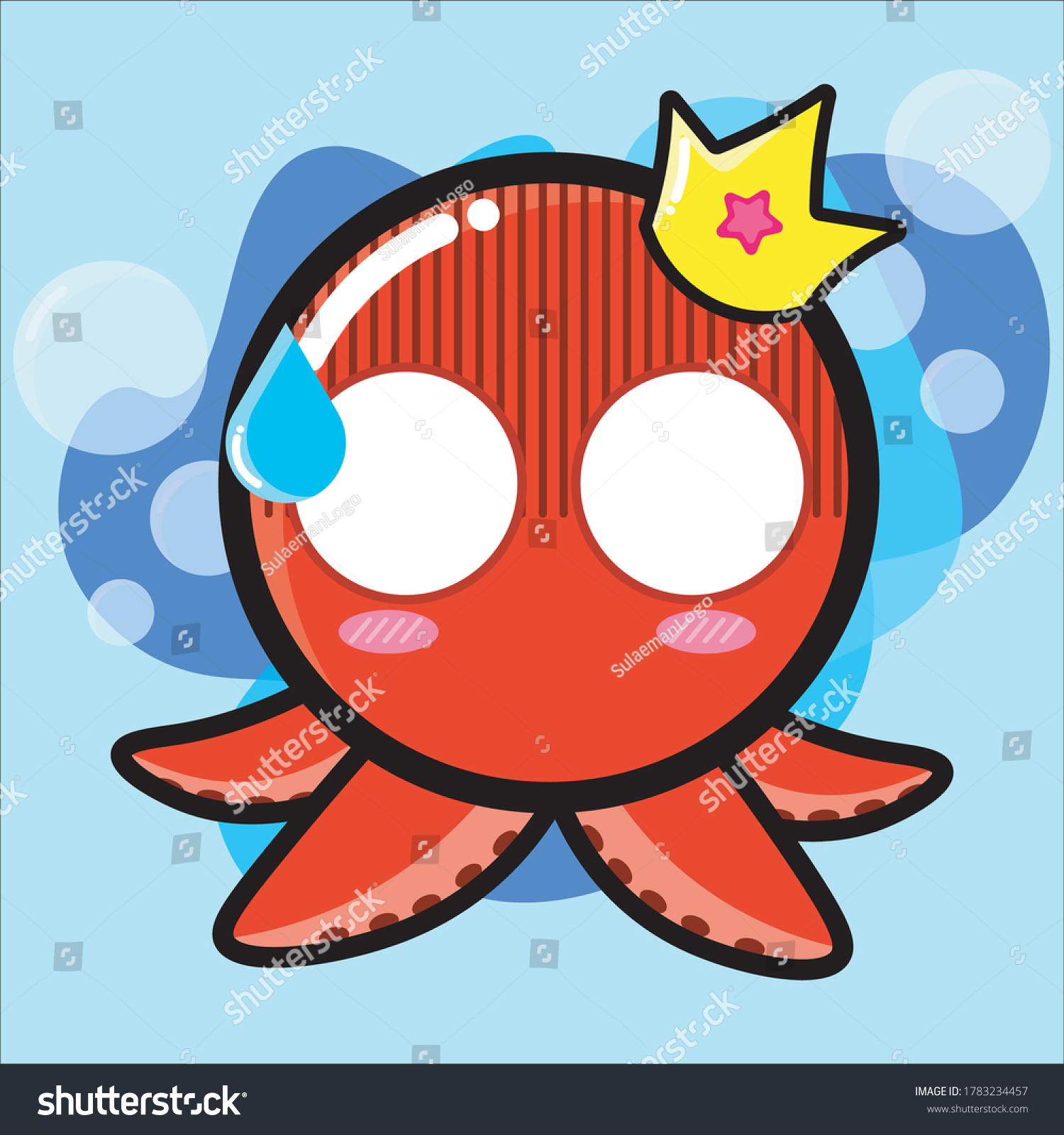 Scared Cute Octopus Vector Little Octopus Stock Vector (Royalty Free ...