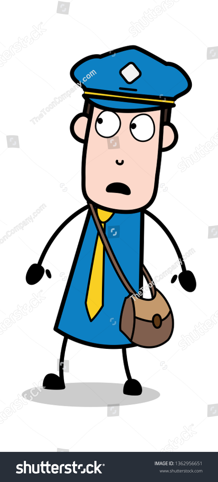 Scared Expression Postman Cartoon Courier Guy Stock Vector (Royalty ...