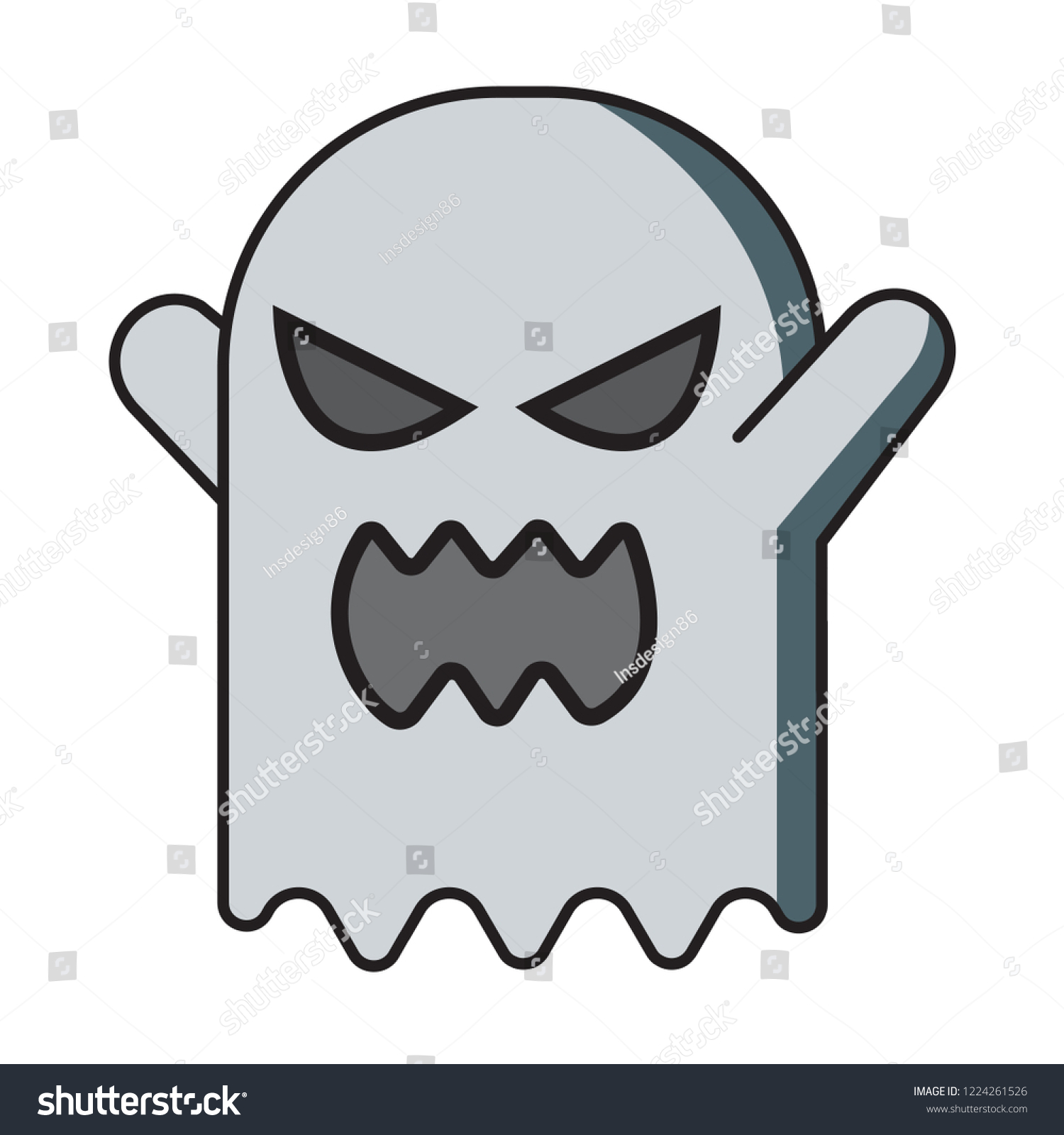 Scared Ghost Emoticon Vector Modern Concept: เวกเตอร์สต็อก (ปลอดค่า ...
