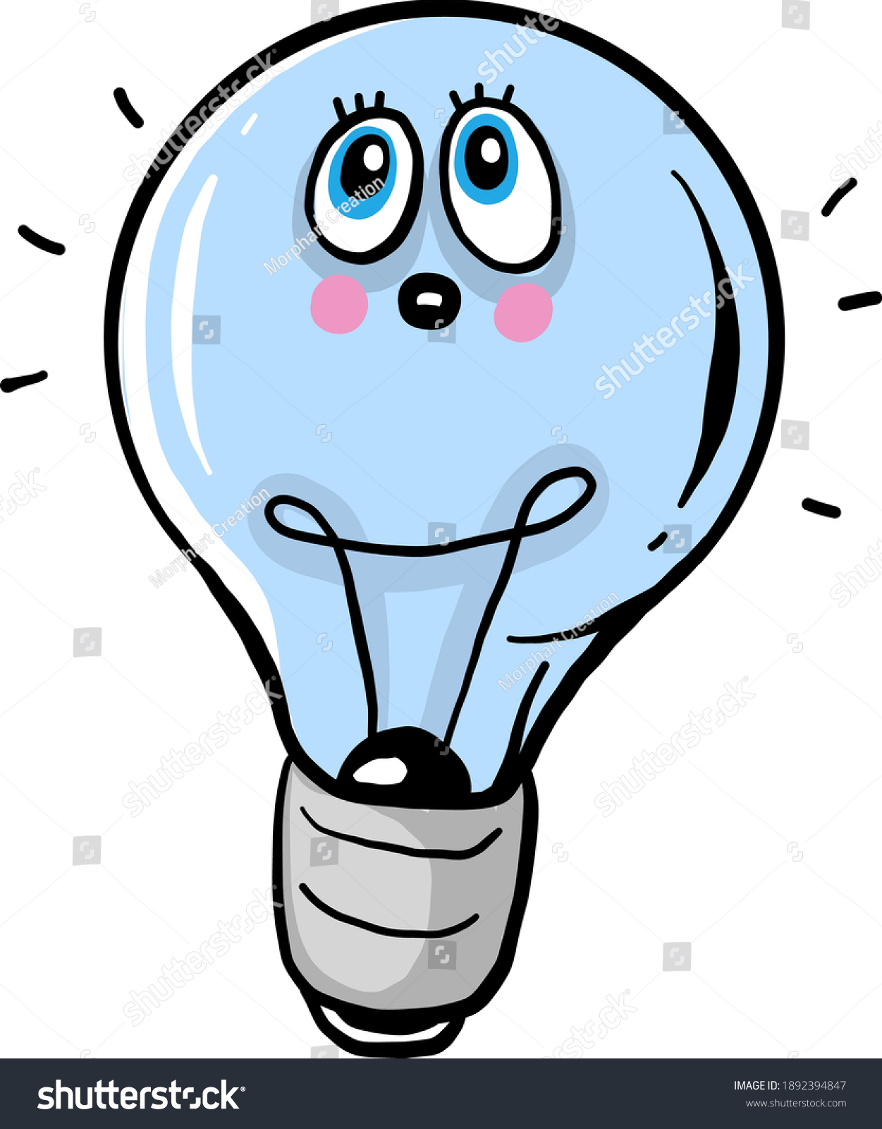 Scared Light Bulb Illustration Vector On Stock Vector (Royalty Free ...