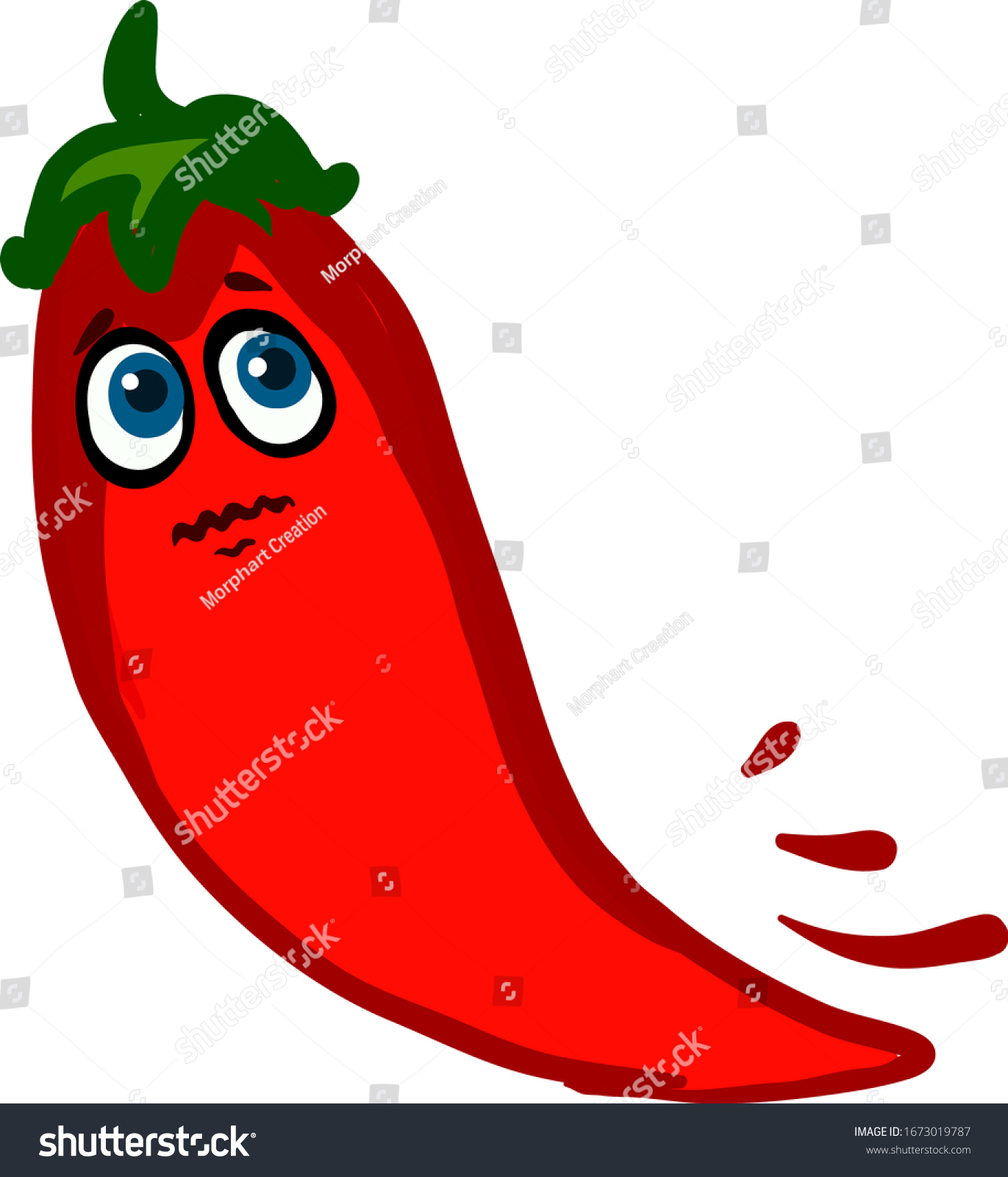 Scared Pepper Illustration Vector On White Stock Vector (Royalty Free ...